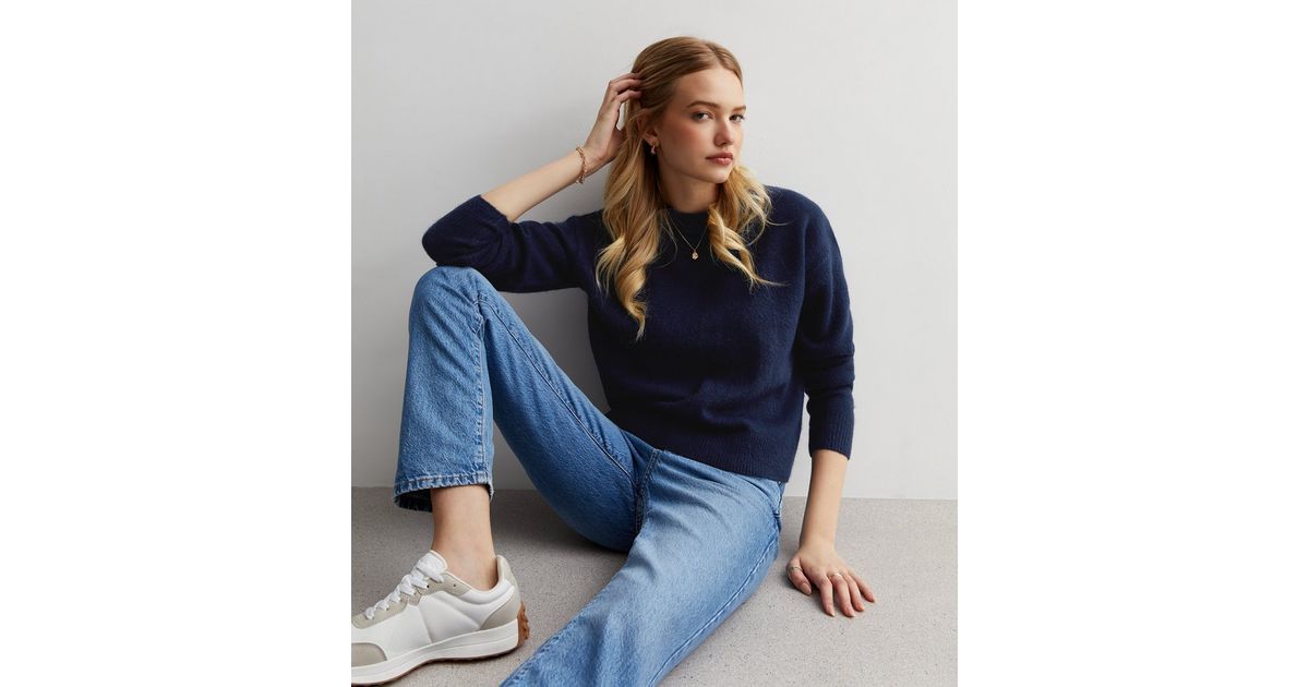 Navy Knit Crew Neck Jumper | New Look