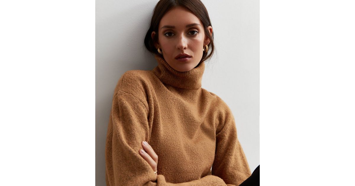 Rust Knit Roll Neck Split Hem Jumper | New Look