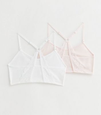 Girls 2 Pack Pink and White Seamless Crop Tops | New Look