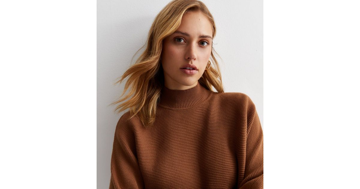 Rust Ribbed Knit Crop Jumper | New Look