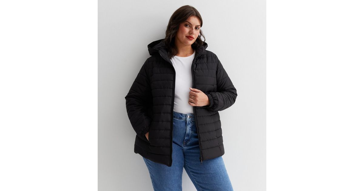 Curves Black Lightweight Puffer Jacket | New Look