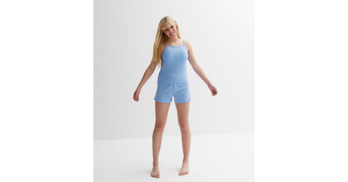 Girls Blue Ribbed Short Pyjama Set | New Look
