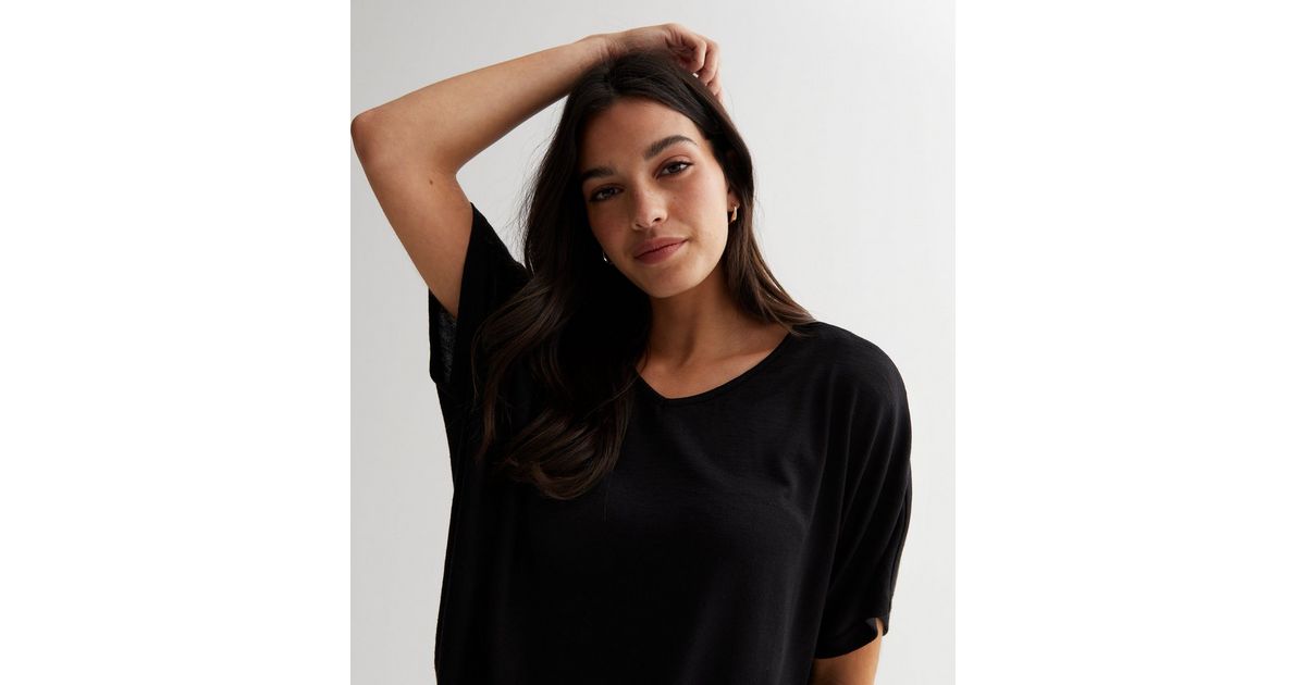 Black Fine Knit Batwing Top | New Look