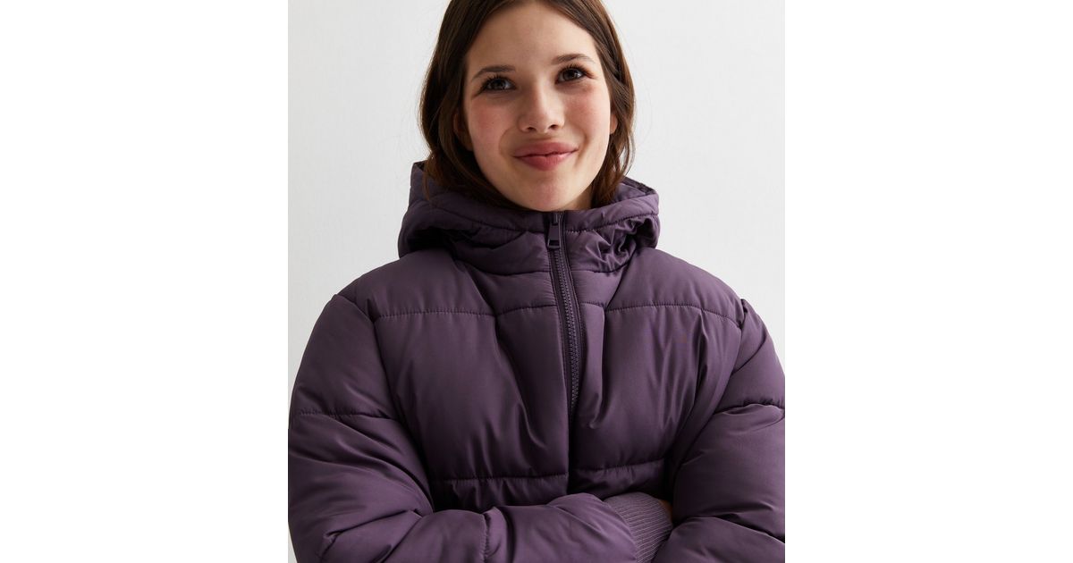 Girls Purple Hooded Puffer Jacket | New Look