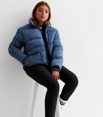 Girls Blue Patch Pocket Puffer Jacket | New Look