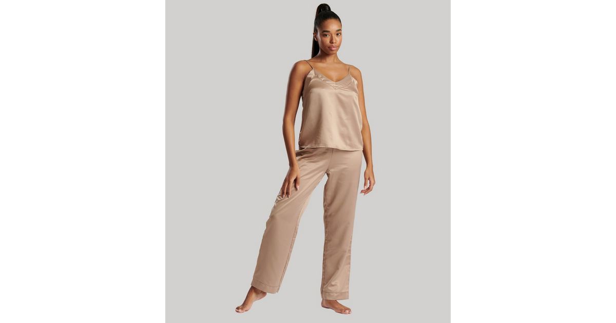 Loungeable Tan Satin Cami Pyjama Set | New Look