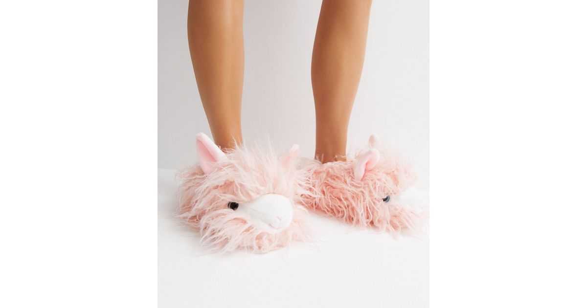 Loungeable Pink Alpaca Slippers | New Look