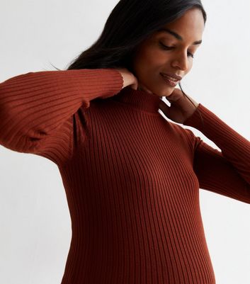 Maternity Rust Knit Split Hem Midi Dress | New Look