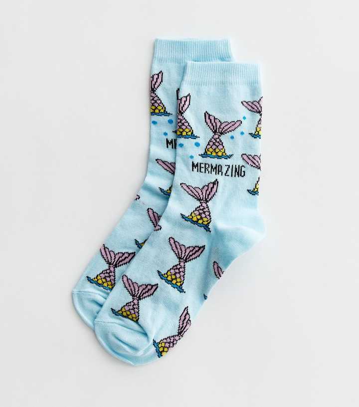 Pale Blue Mermazing Socks | New Look