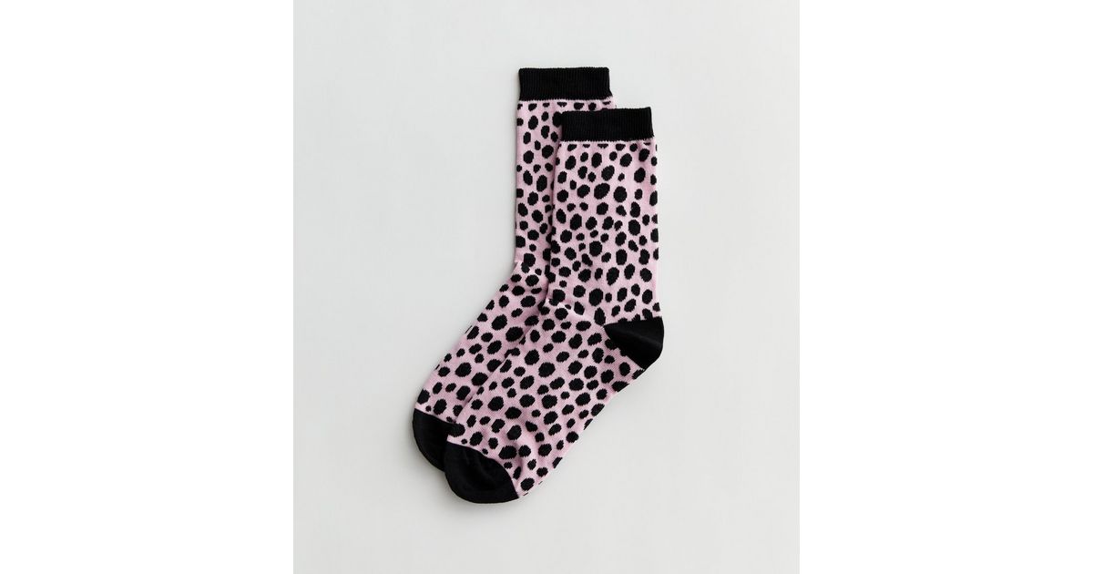 Pink Contrast Spot Socks | New Look