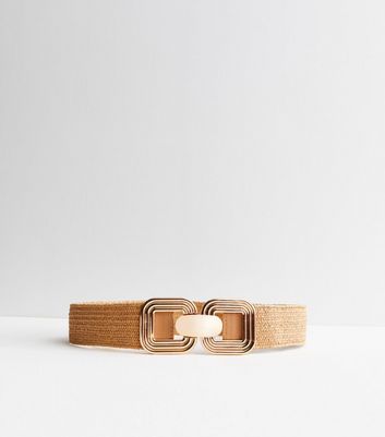 Stone Raffia Buckle Stretch Belt | New Look