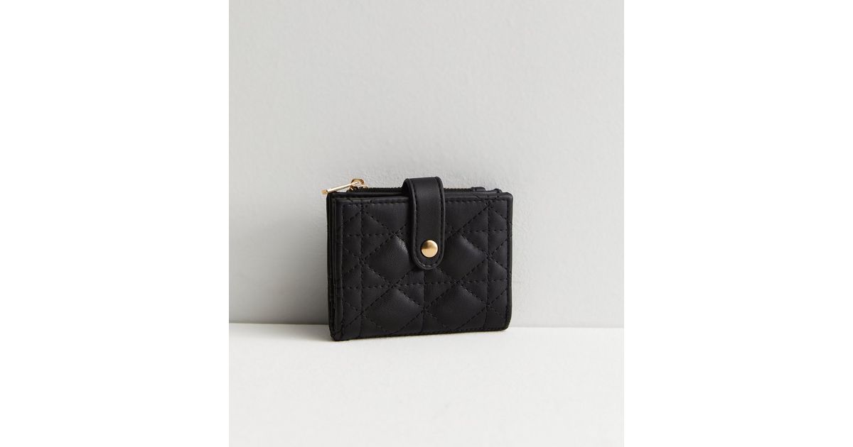 Black Quilted Leather-Look Card Holder | New Look