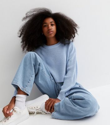 Girls Pale Blue Crew Neck Jumper | New Look