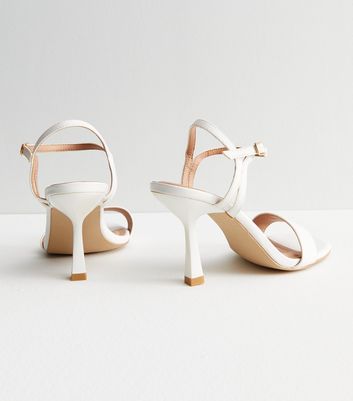 Extra Wide Fit White Flared Stiletto Heel Sandals | New Look
