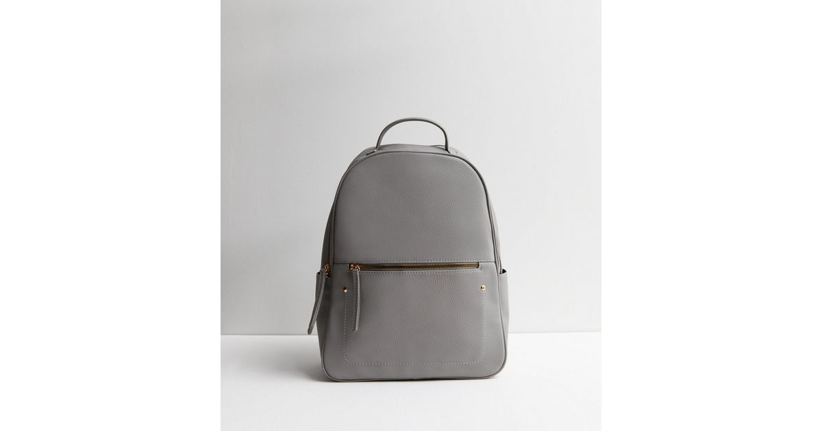 Grey Pocket Front Backpack | New Look
