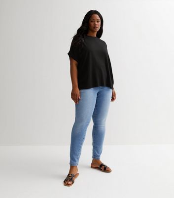 Blue Vanilla Curves Black Medallion Lace Back Top | New Look