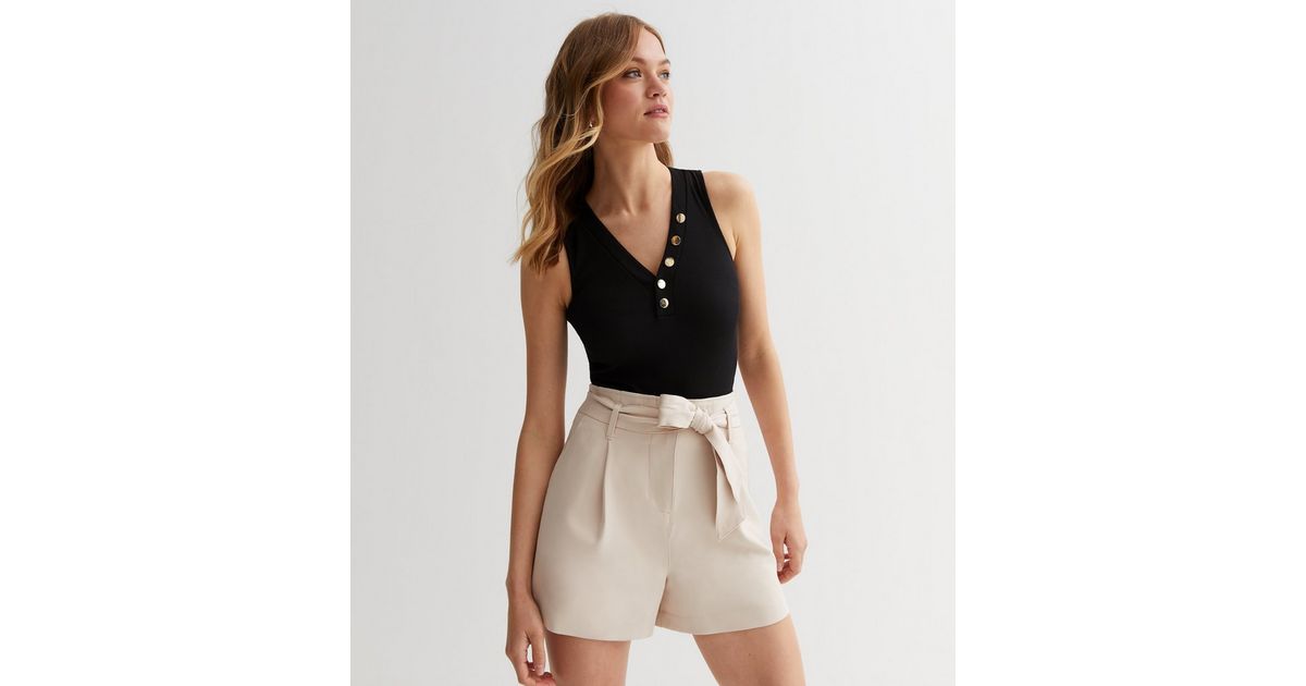 Black Sleeveless Button Bodysuit | New Look