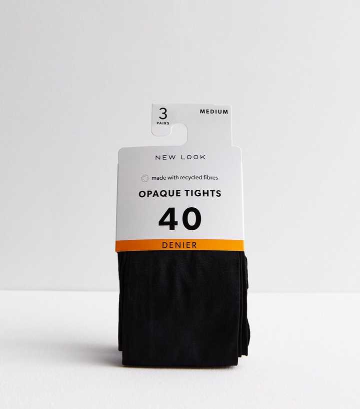 3 Pack Black Opaque 40 Denier Tights | New Look