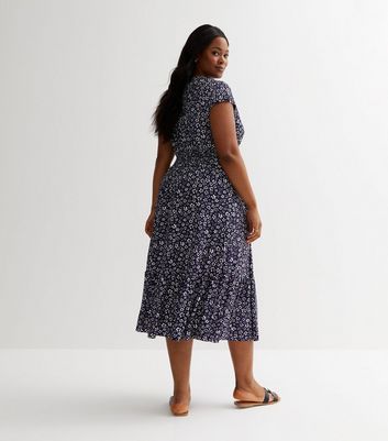 Blue Vanilla Curves Navy Button Through Midi Dress | New Look