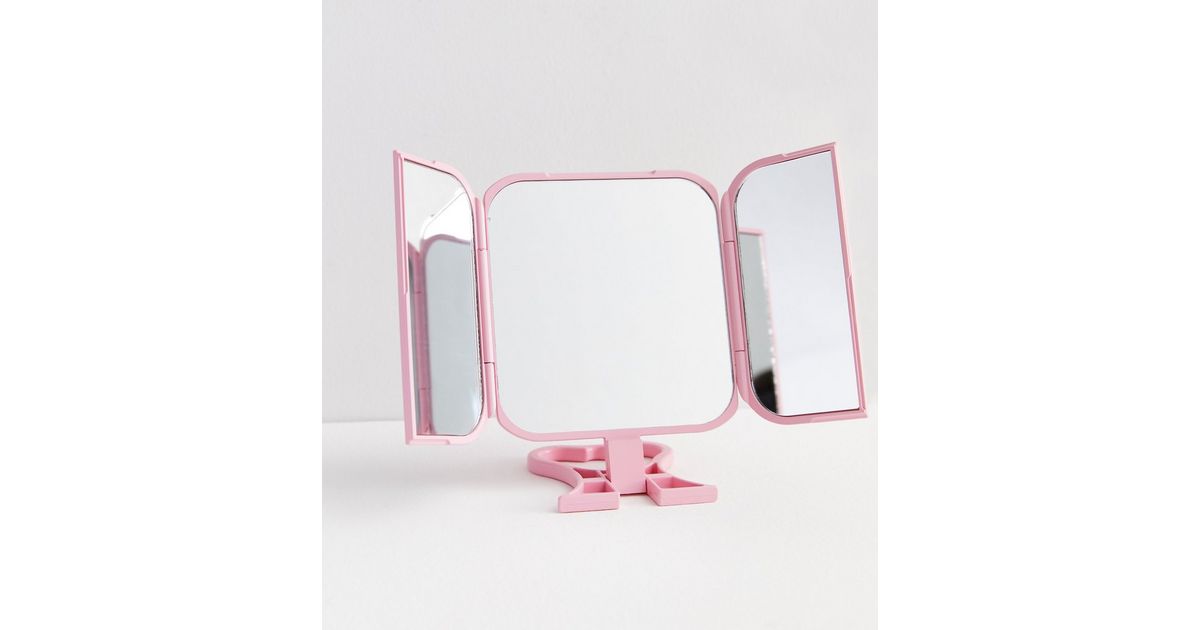 Pale Pink Folding Travel Mirror | New Look