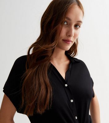 Black Jersey Twist Front Top | New Look