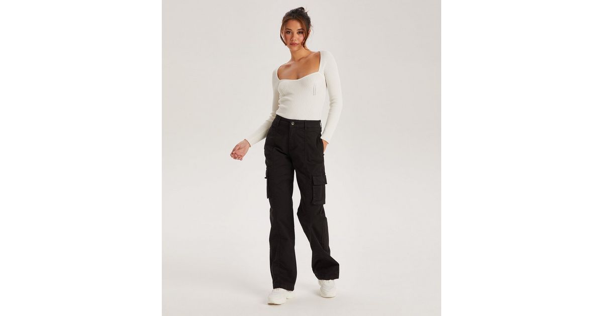 Urban Bliss Black Wide Leg Cargo Trousers | New Look
