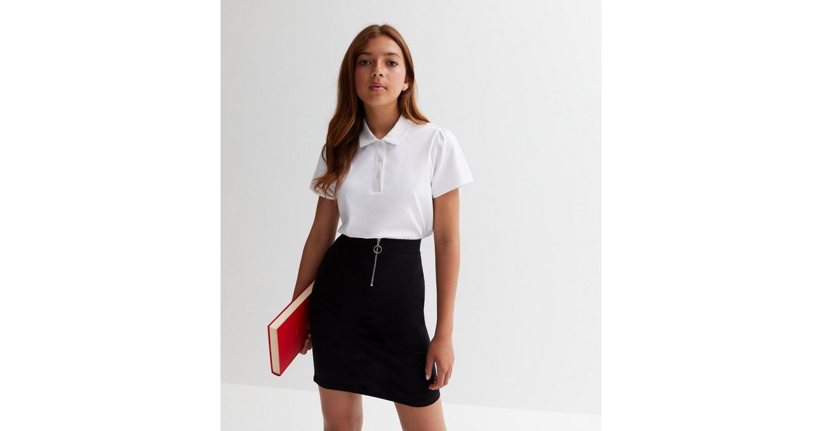 Girls Black Ring- Zip School Tube Skirt | New Look