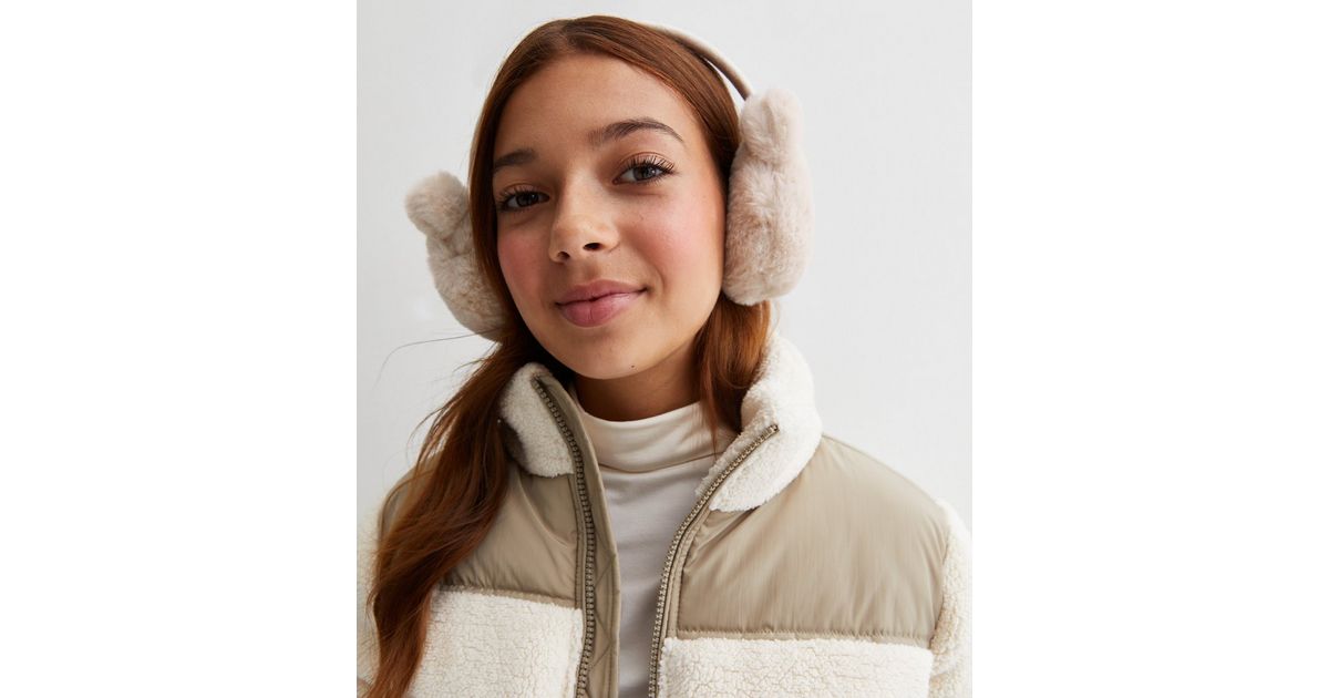 Girls Cream Bear Ear Muffs | New Look