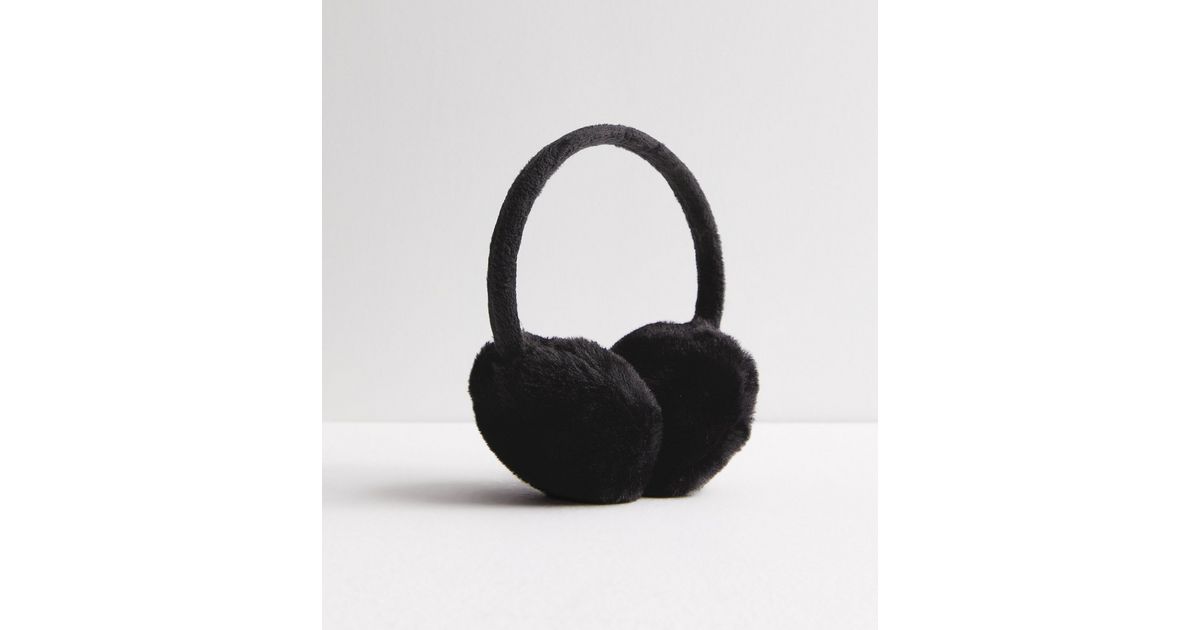 Girls Black Faux Fur Ear Muffs | New Look