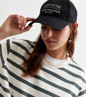 Black Embroidered London Logo Cap | New Look