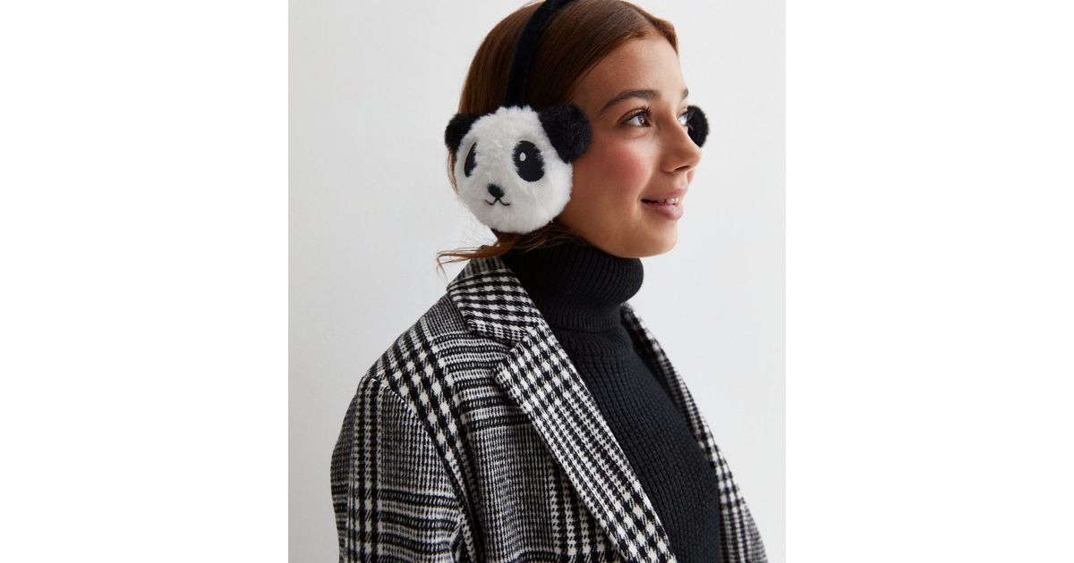 Girls White Panda Ear Muffs | New Look