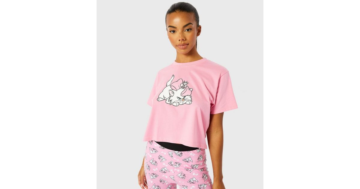 Skinnydip Pink Trouser Pyjama Set with Disney Marie Print | New Look