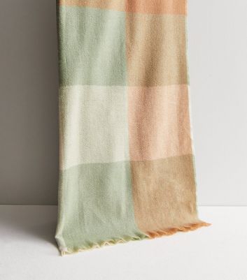 Light Green Check Scarf | New Look