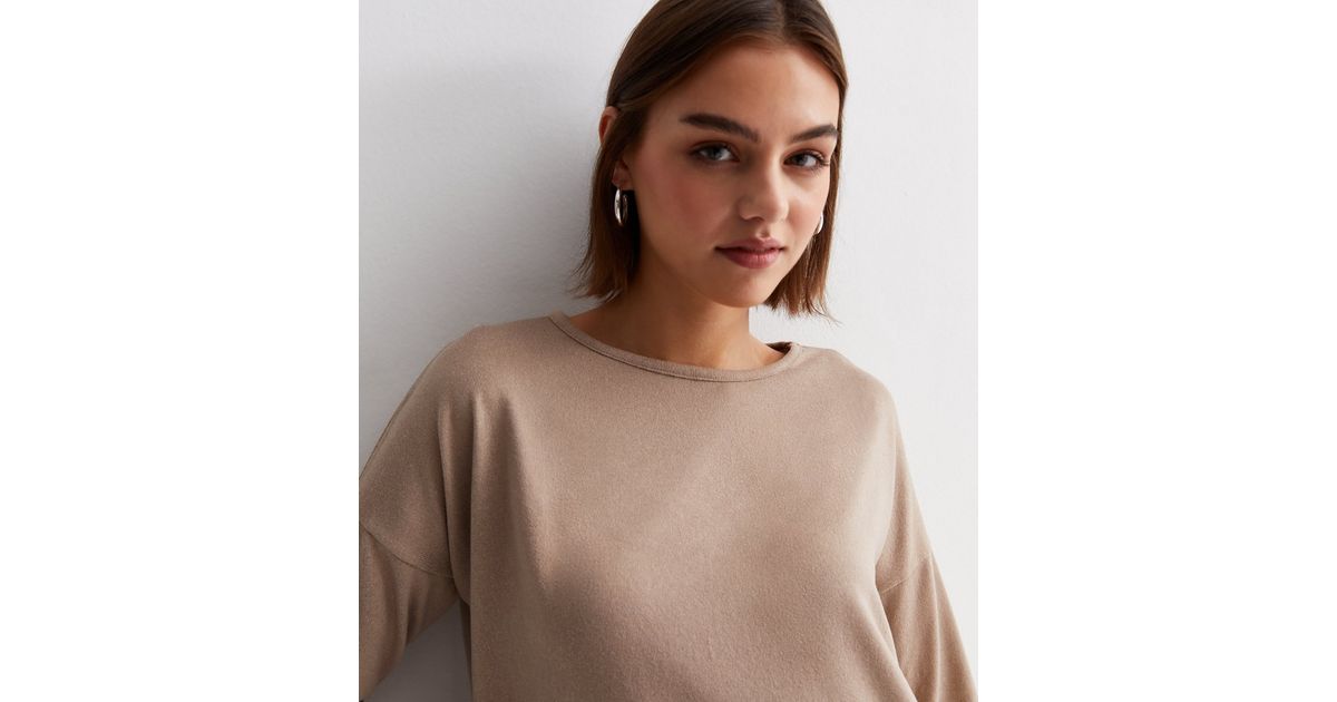 Mink Fine Knit Longline Top | New Look