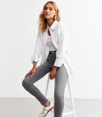 Dark Grey Mid Rise Skinny Jeans | New Look