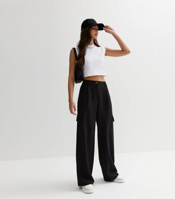 Black High Waist Wide Leg Cargo Trousers | New Look