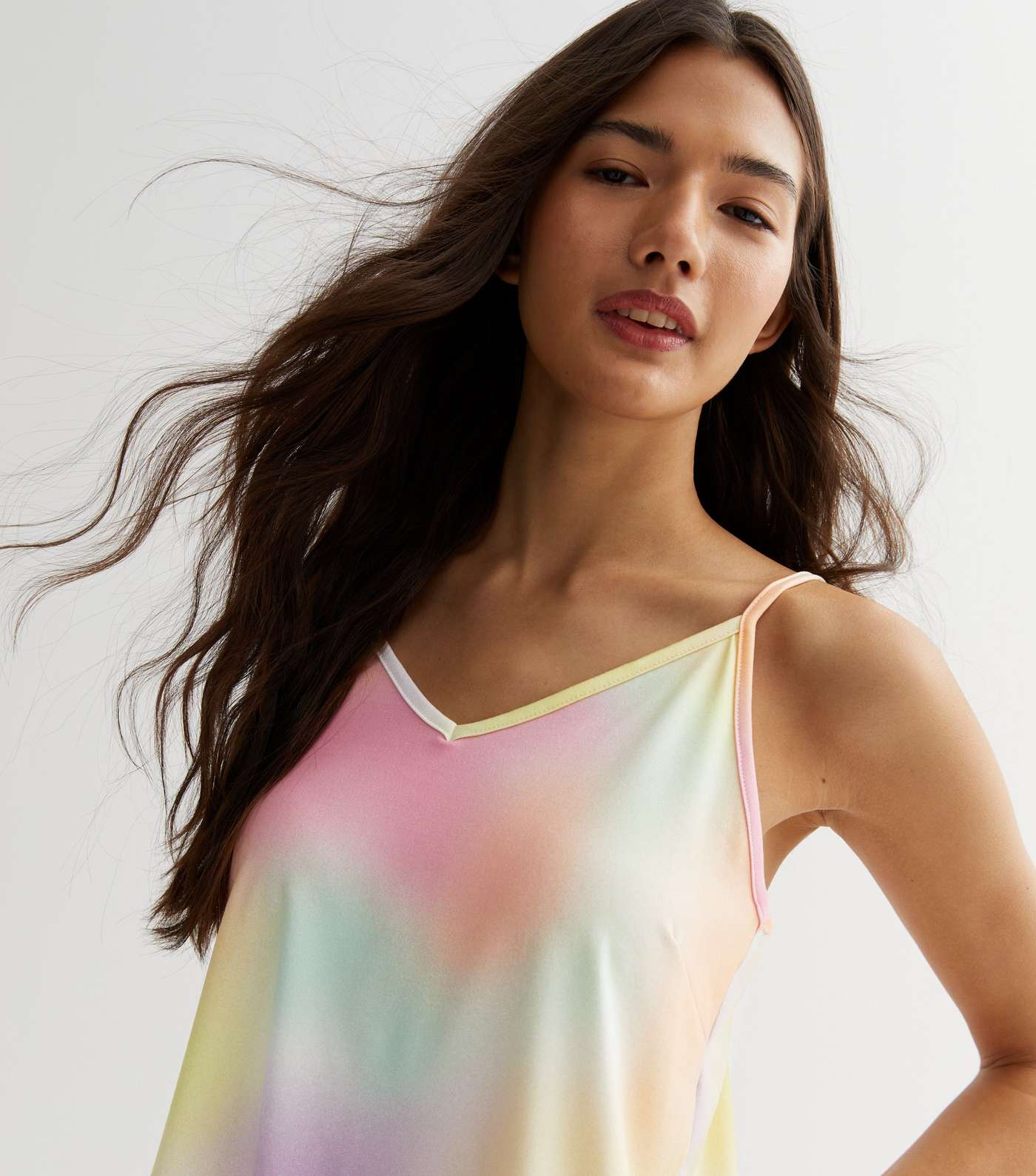 Multicoloured Soft Touch Cami Pyjama Set With Rainbow Print New Look