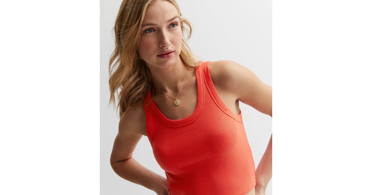 Red Ribbed Crop Vest | New Look