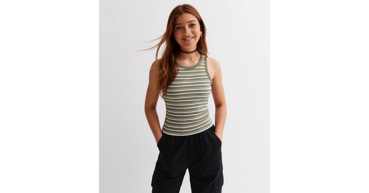 Girls Green Stripe Racer Vest | New Look