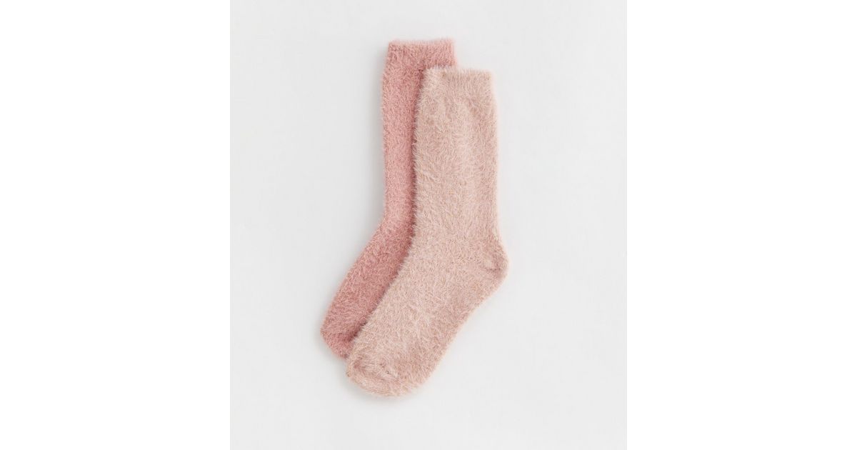 2 Pack Pink Glitter Eyelash Knit Socks | New Look