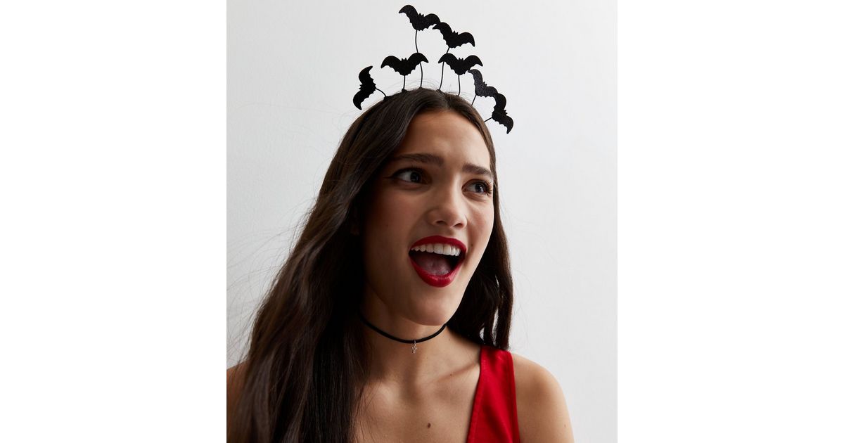 Black Glitter Bat Bopper Headband | New Look
