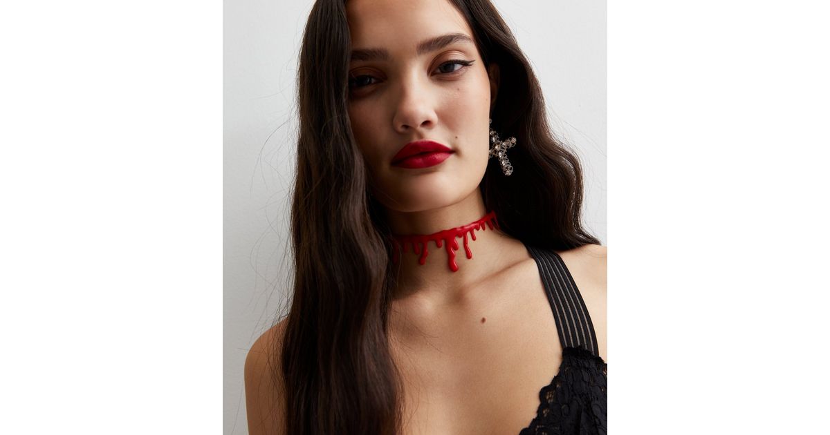 Red Fake Blood Choker Necklace | New Look