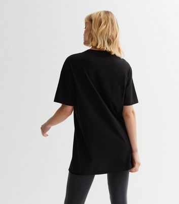 Black Cotton Split Hem Oversized T-Shirt | New Look