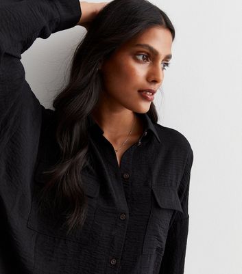 Black Textured Oversized Shirt | New Look