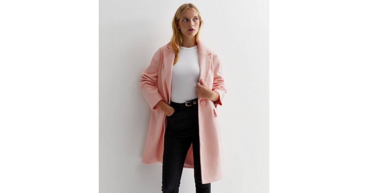 Petite Pink Lined Long Formal Coat | New Look