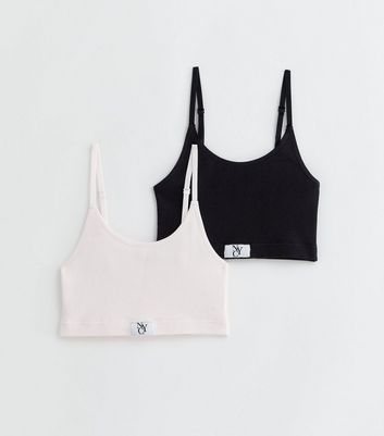 Girls 2 Pack Pink and Grey Ribbed Seamless Crop Tops | New Look
