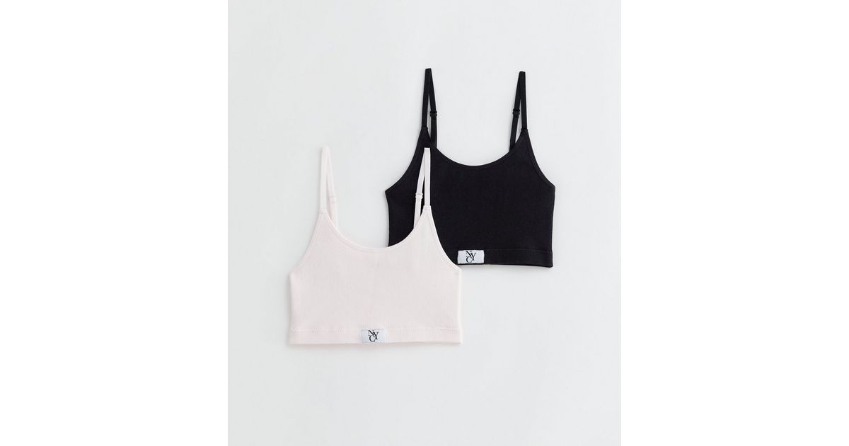 Girls 2 Pack Pink and Grey Ribbed Seamless Crop Tops | New Look