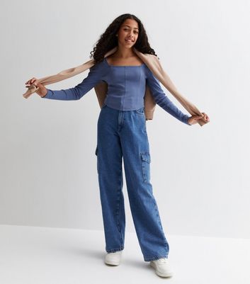 Girls Blue Square Neck Corset Top | New Look