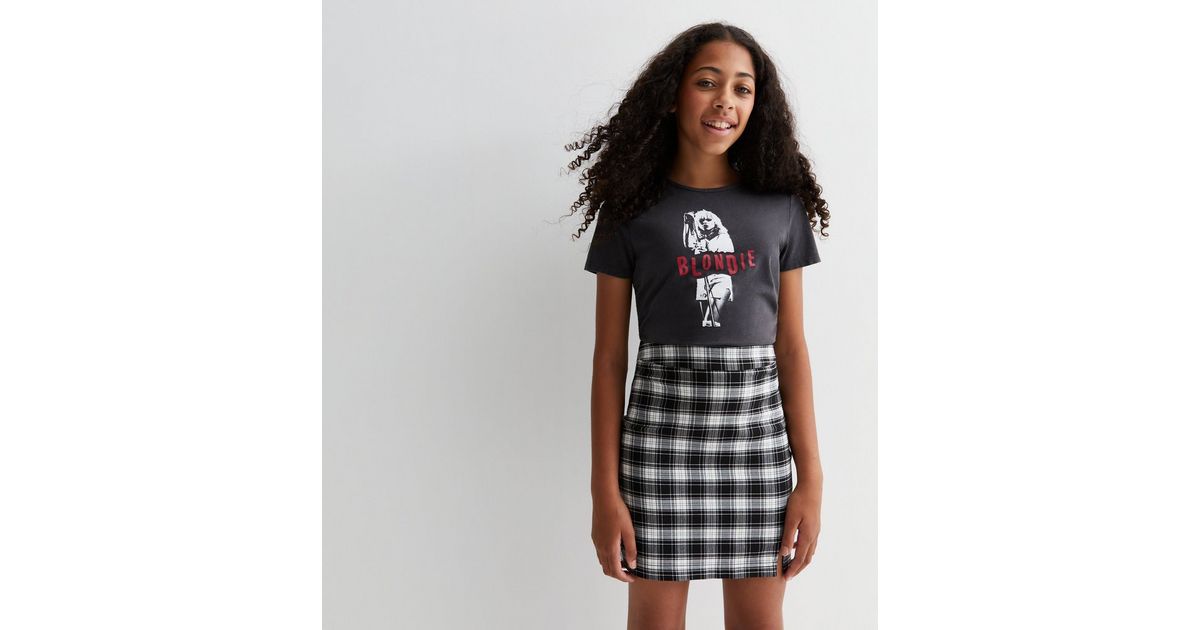 Girls Black Check Mini Tube Skirt | New Look