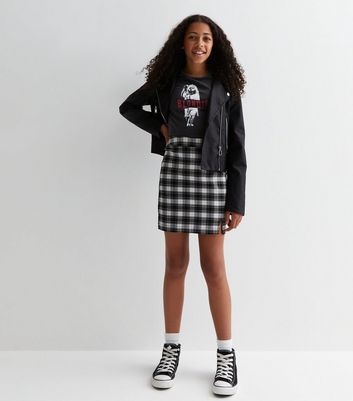 Girls Black Check Mini Tube Skirt | New Look